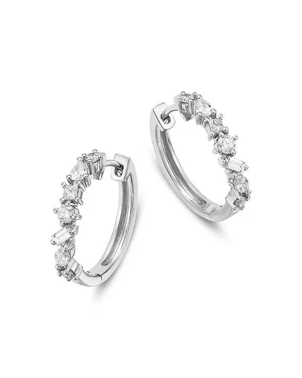 Bloomingdale'S Diamond Hoop Earrings 0.58 Tcw In Platinum - White