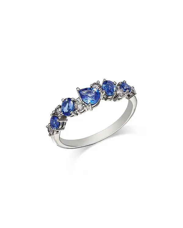 Bloomingdale'S Sapphire And Diamond Band Ring - Blue/white