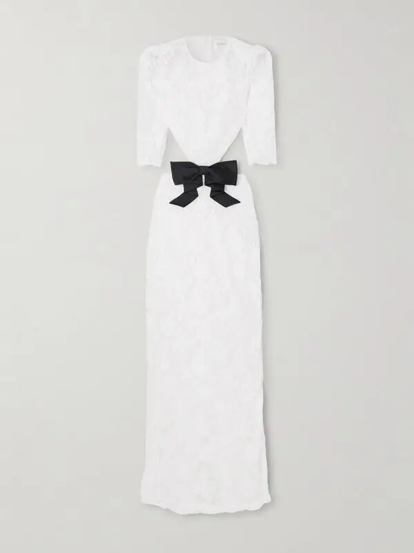 SHUSHU/TONG Cutout Bow-embellished Lace Gown - White