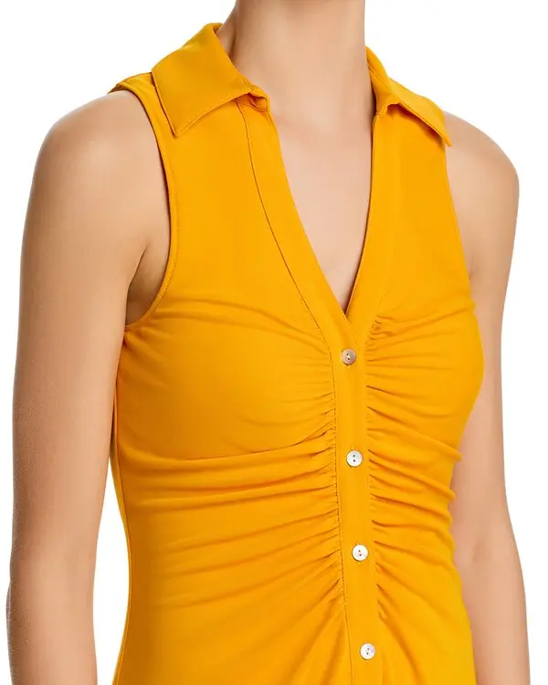 Cinq À Sept Melinda Ruched Button-up Dress - Saffron