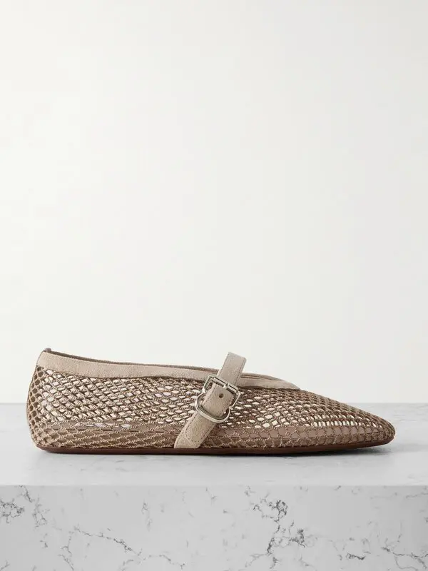 Alaïa Mesh And Suede Ballet Flats