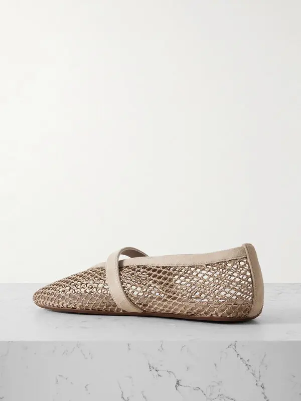 Alaïa Mesh And Suede Ballet Flats