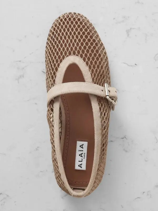 Alaïa Mesh And Suede Ballet Flats