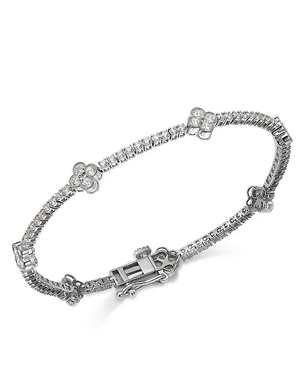 Bloomingdale'S Diamond Clover Station Bracelet - White