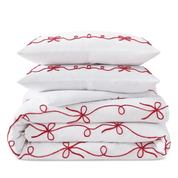 PERI HOME Sasha Bows Comforter Set, Twin - Red/white