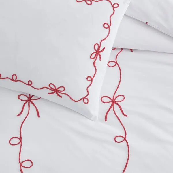 PERI HOME Sasha Bows Comforter Set, Twin - Red/white