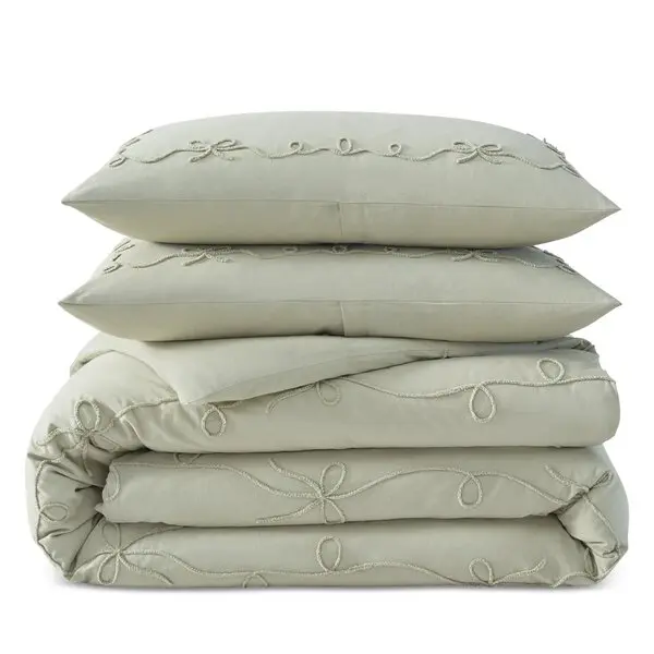 PERI HOME Sasha Bows Duvet Cover Set, Twin - Green