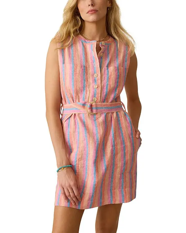 Faherty Brand Avalon Stripe Linen Dress