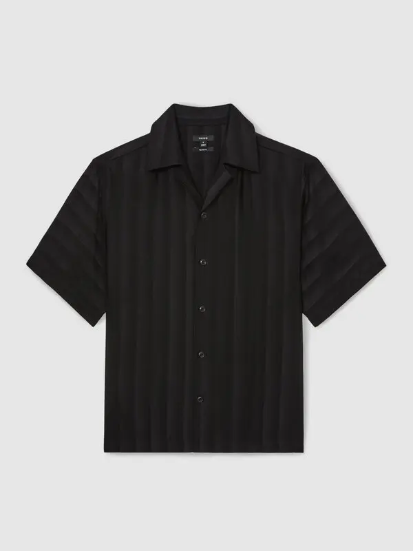 REISS Melba Jacquard Stripe Cuban Collar Shirt