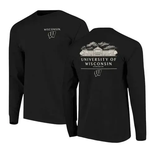 IMAGE ONE Wisconsin Badgers Comfort Colors Campus Nights Long Sleeve T-shirt - Black