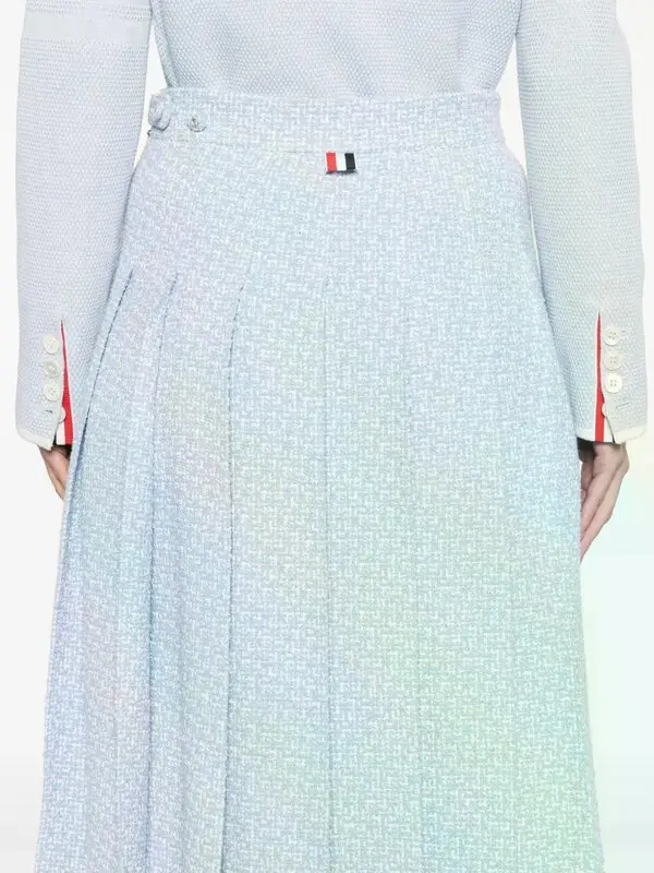 Thom Browne Pleated Tweed Midi Skirt