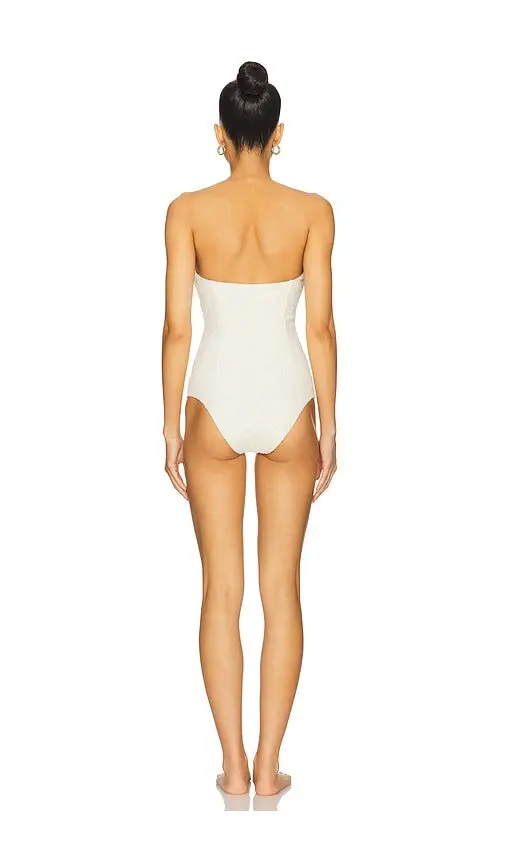 Simkhai Natalie Strapless One Piece Swimsuit With Crochet Trim