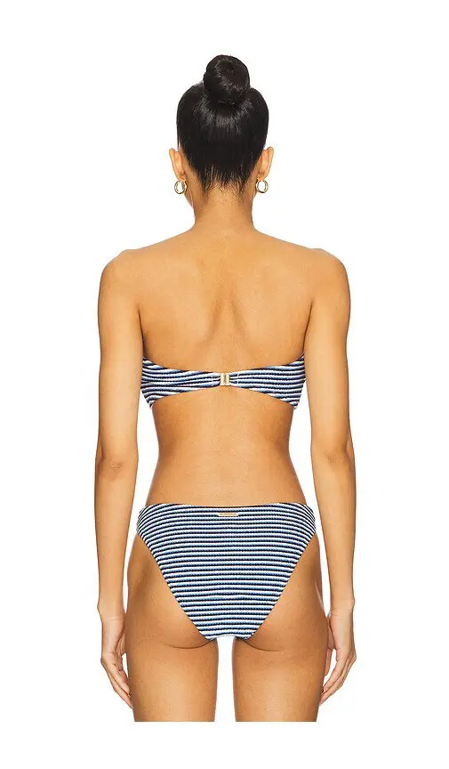 MILLY Stripe Knot Bandeau Bikini Top - Navy