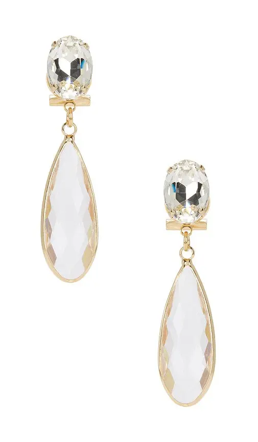 ANTON HEUNIS Omega Clasp Mono Colour Drop Earrings - Crystal & Gold