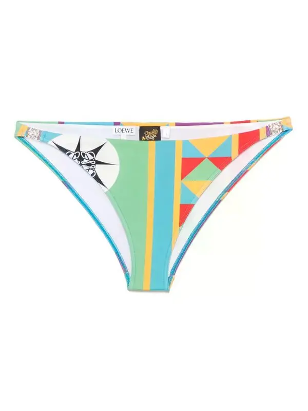 Loewe X Paula's Ibiza Geometric-print Bikini Bottom - Blue