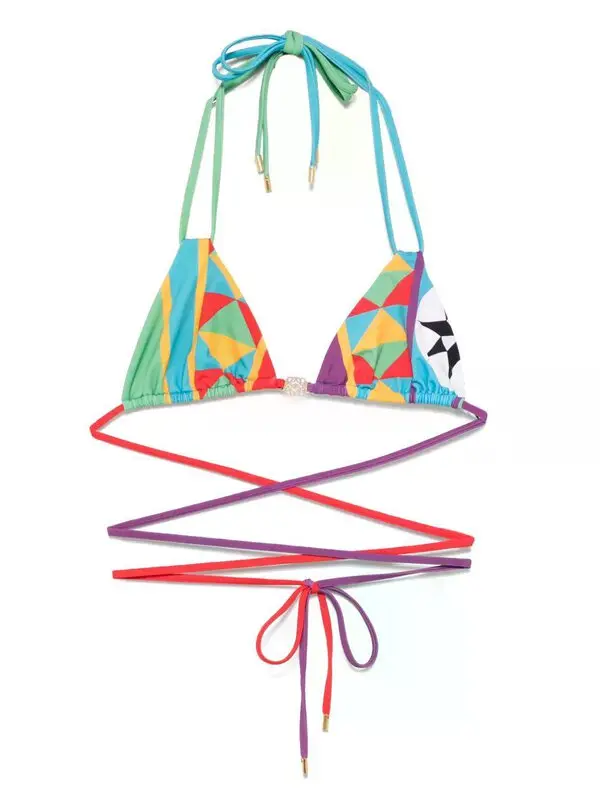 Loewe X Paula's Ibiza Geometric-print Bikini Top - Red