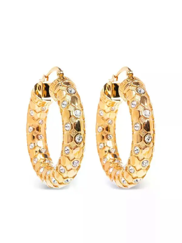 Versace Greca-engraved Hoop Earrings - Gold