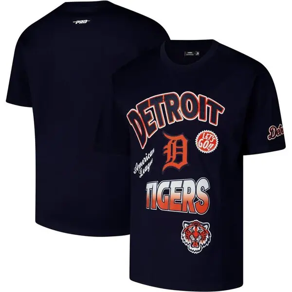PRO STANDARD Detroit Tigers Turn It Up Dropped Shoulder T-shirt - Navy