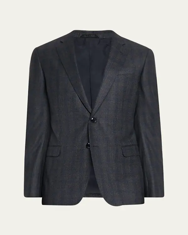Giorgio Armani Blurred Plaid G Line Two-piece Suit - Solid Black