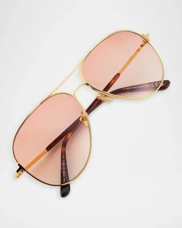TOM FORD Metal Aviator Sunglasses - Red