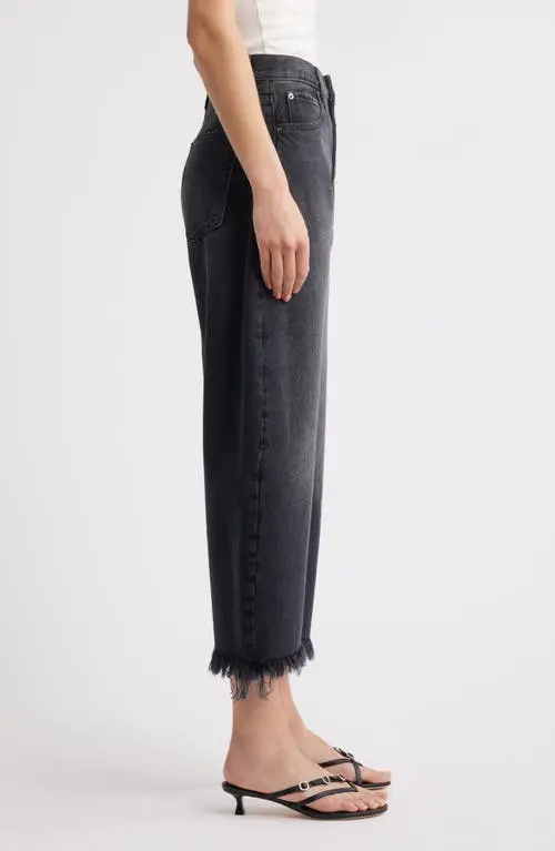 FRAME The Bubble Raw Hem Crop Baggy Jeans