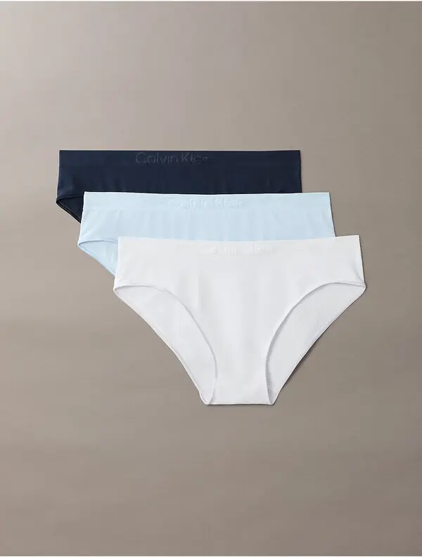 Calvin Klein Bonded Flex 3-pack Mid-rise Bikini - Shoreline/ Breezy Blue/ Silver Haze