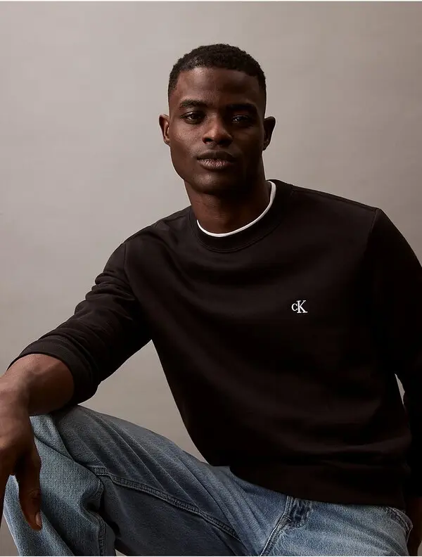 Calvin Klein Archive Logo Fleece Crewneck Sweatshirt - Black