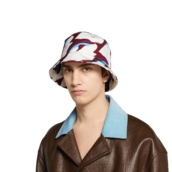 Gucci White Bucket Hat with Printed Scarf Detail Gucci Bucket Hat With Web - White | Editorialist main image 2