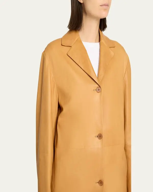 THE ROW Fabian Leather Jacket - Brown