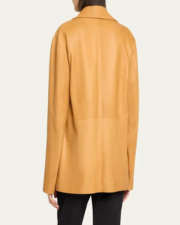 THE ROW Fabian Leather Jacket - Brown