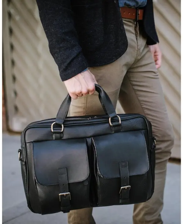 KORCHMAR Barton Leather Laptop Briefcase - Black