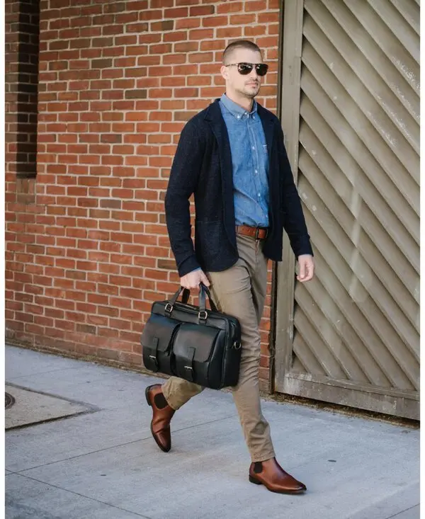 KORCHMAR Barton Leather Laptop Briefcase - Black