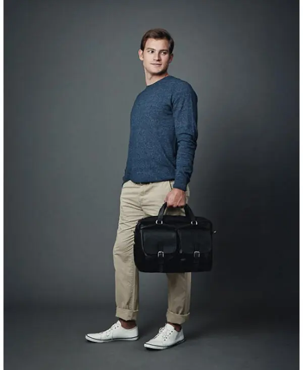 KORCHMAR Barton Leather Laptop Briefcase - Black