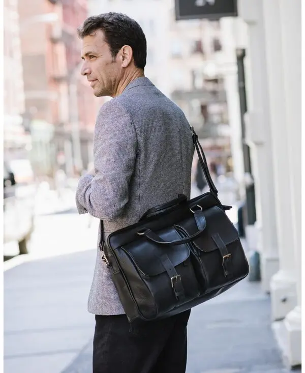 KORCHMAR Barton Leather Laptop Briefcase - Black