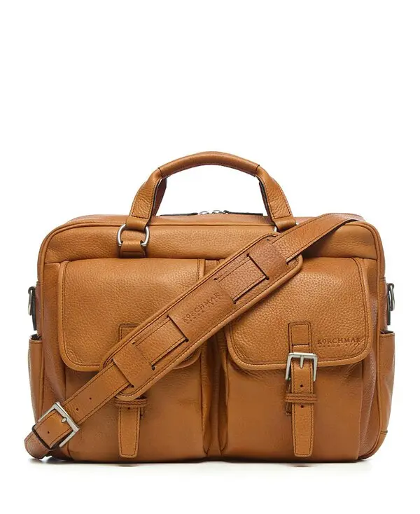 KORCHMAR Barton Leather Laptop Briefcase - Pebbled Tan