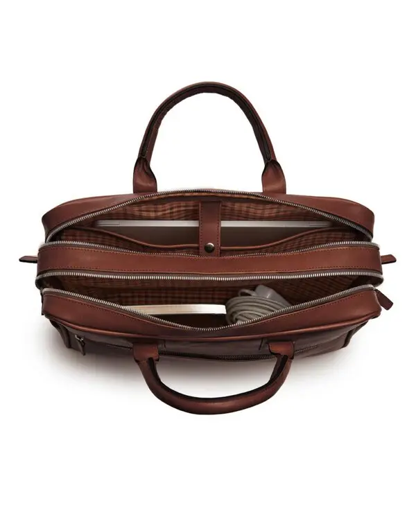 KORCHMAR Leather Laptop Briefcase - Brown