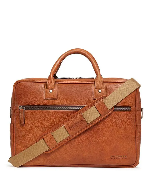 KORCHMAR Leather Laptop Briefcase - Pebbled Tan