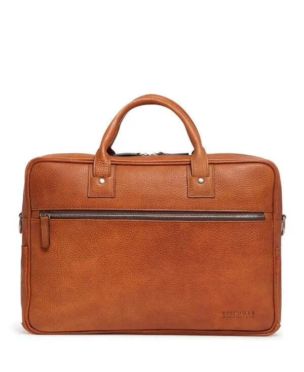 KORCHMAR Leather Laptop Briefcase - Pebbled Tan