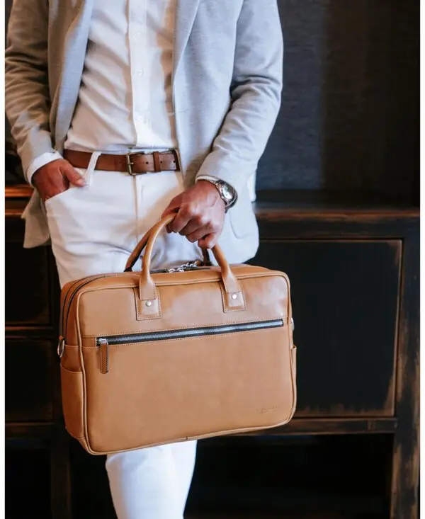 KORCHMAR Leather Laptop Briefcase - Tan