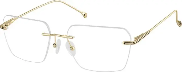 Zenni Square Rimless Metal Frame Glasses - Gold
