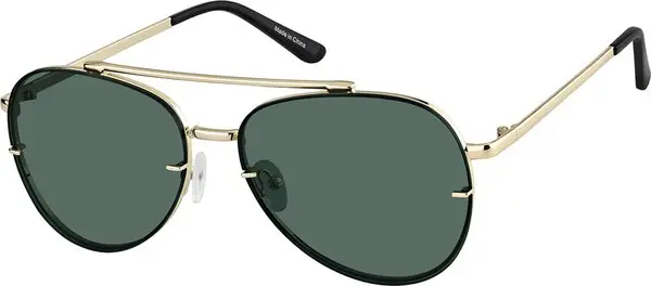 Zenni Vintage Aviator Sunglasses With Stainless Steel Full Rim Frame - Gold