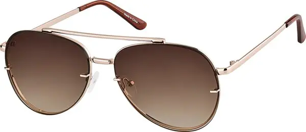 Zenni Vintage Aviator Sunglasses With Stainless Steel Full Rim Frame - Rose Gold