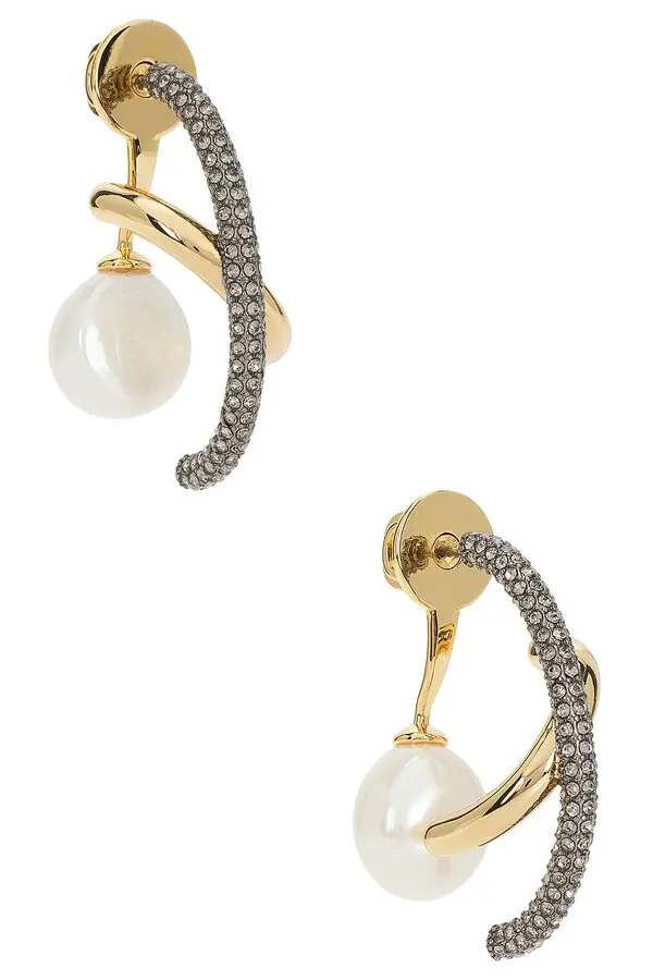 Demarson Waverly Earrings - Gold  Gunmetal  & White