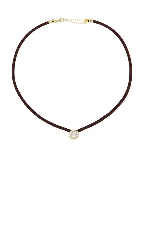 Shashi Lasso Solitaire Necklace - Brown & Gold