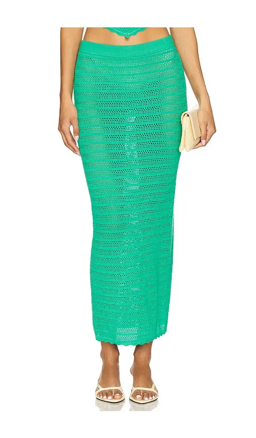 AFRM Dorota Crochet Knit Maxi Skirt