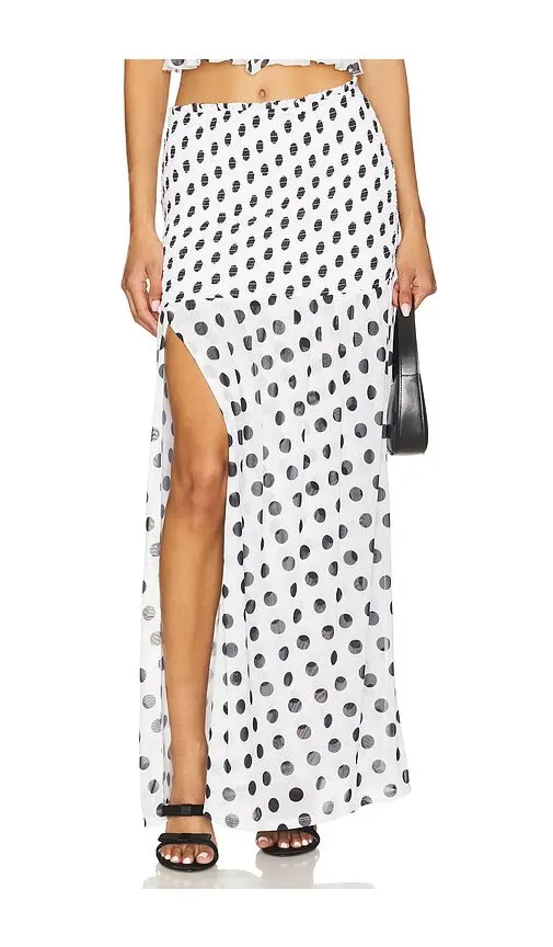 AFRM Quincy Polka Dot Maxi Skirt - Blanc Dot