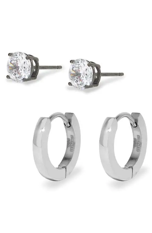 BROOK & YORK Hoops & Cubic Zirconia Stud Earrings Set