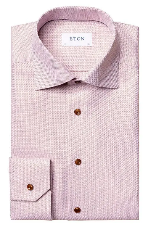 Eton Classic Fit Red Cotton Dobby Dress Shirt - Medium Red