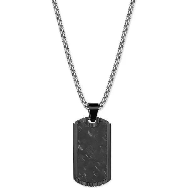 BROOK & YORK Textured Dog Tag Pendant Necklace - Black