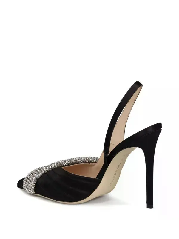 HIBOURAMA 100mm Crystal-embellished Slingback Pumps